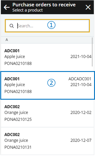 View purchase orders to receive